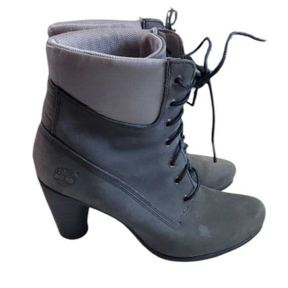 Timberland | Shoes | Timberland High Heel Ancle Suede Gray Boots Size ...